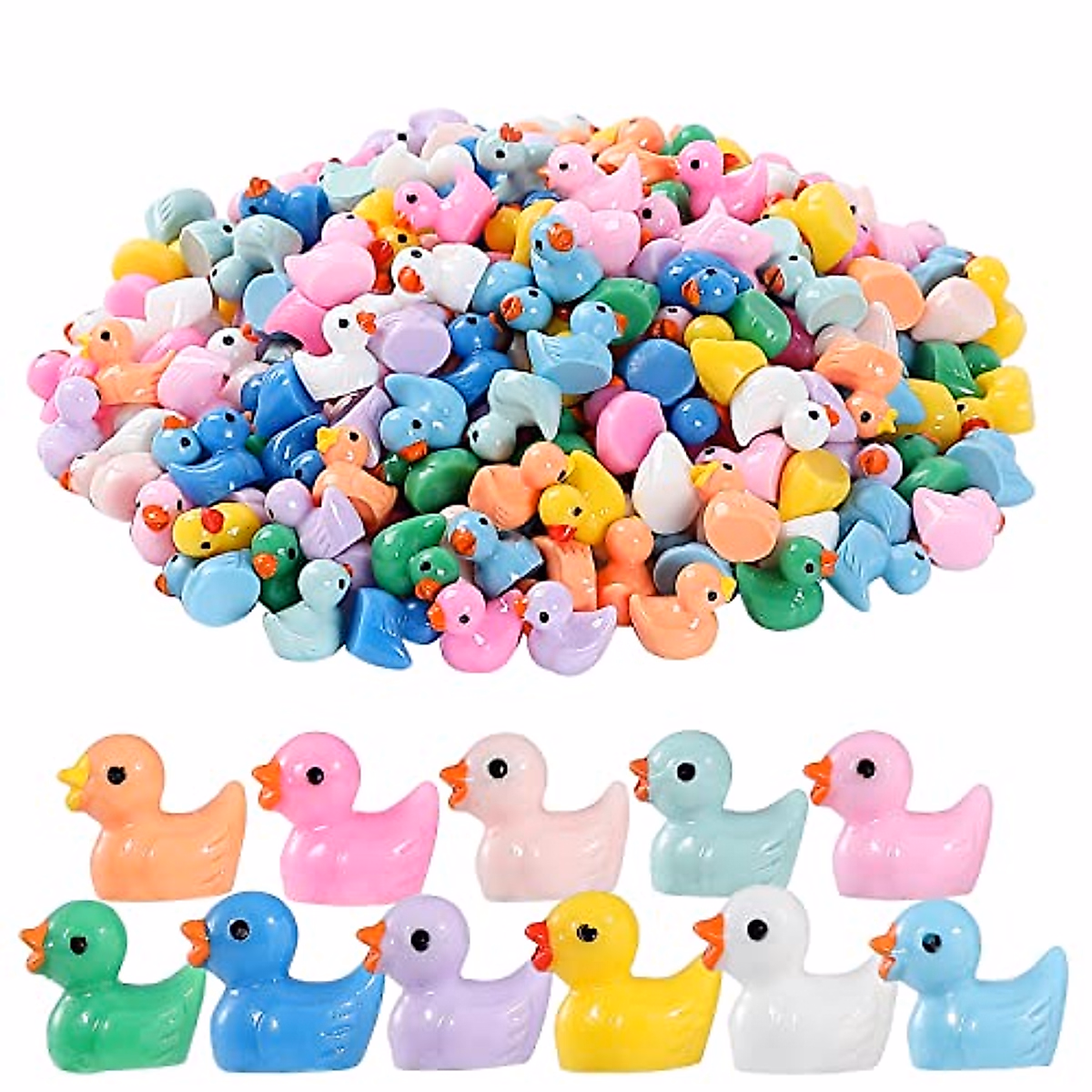 LOUHUA Mini Ducks 220 Pack Tiny Duck Figurines Bulk for Miniature Dollhouse Decor Accessories Garden Aquarium Potted Ornament Party Toys DIY Charms Office Classroom Activity to Hide