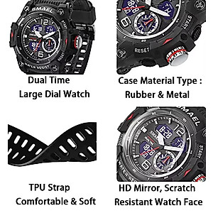 SMAEL Men's Watches Military Outdoor Waterproof Sports Wrist Watch Date Multi Function LED Alarm Stopwatch, Digital Watches for Mens