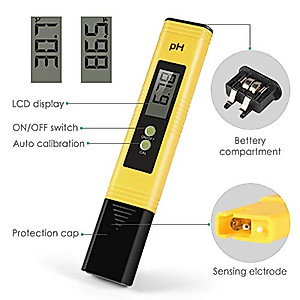 Digital PH Meter, PH Meter 0.01 PH High Accuracy Water Quality Tester with 0-14 PH Measurement Range for Household Drinking, Pool and Aquarium Water PH Tester Design with ATC