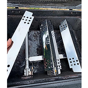 Votenli S9116A(3-Pack) S1678A (3-Pack) 15 1/16" Stainless Steel Heat Plate,Crossover Tubes and Burner Replacement for Gas Grill Models Charbroil 463722313, Charbroil 463722314 and Charbroil 463742111