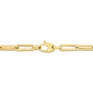 The Diamond Deal 10k SOLID Yellow Gold 4.2mm Lite Paperclip Chain Necklace or Bracelet for Pendants and Charms with Lobster-Claw Clasp (7.5", 18", 24 inch)