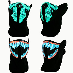 JOYIN 2 Pack Halloween Light-Up Mask, Scary LED Mask for Halloween Costume Dress-up Accessories, Halloween Parties, Festival Cosplay, Photo Shoot, School Events,Horror Theme Parties (Green and Blue)