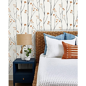 Timeet Peel and Stick Wallpaper Boho Floral Wallpaper Tree Contact Paper Removable Wallpaper 16.14"x118.11" Self Adhesive Wallpaper for Walls Covering Vinyl Roll