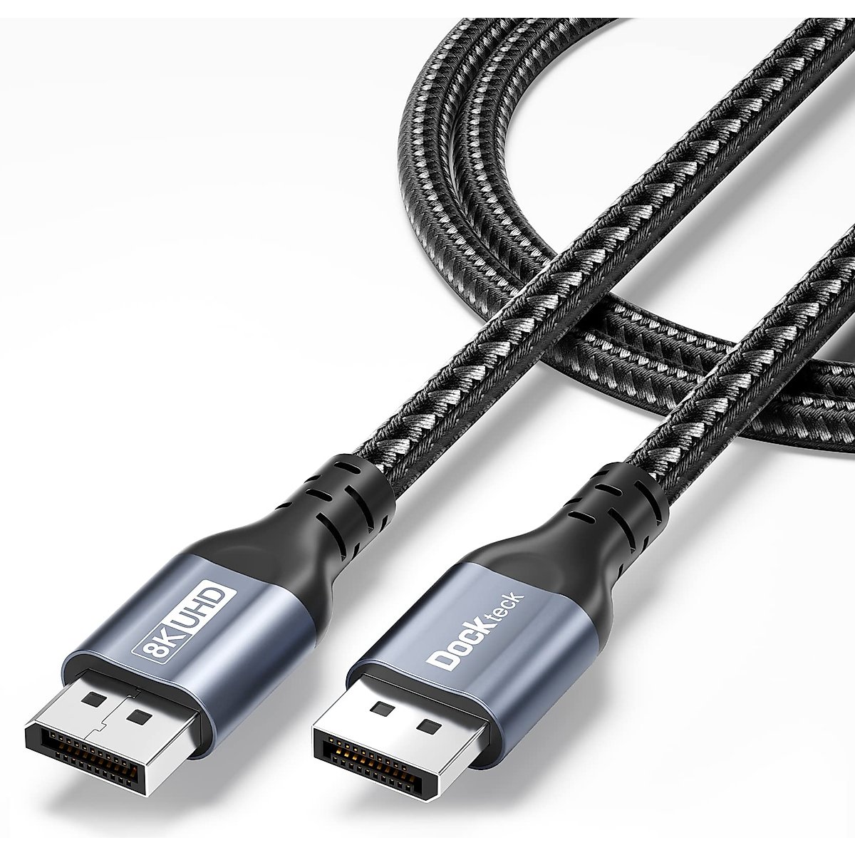 dockteck 8K DisplayPort Cable 1.4 10FT, DP to DP UHD Speed Display Port Cord, Cable Support HBR3 32.4Gbps HDCP Braided Cable for TV FreeSync G-Sync Gaming Monitor PC Laptop
