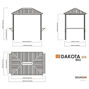 Sojag 6' x 8' Dakota BBQ Grill Gazebo Outdoor Weather-Resistant Aluminum Frame Shelter