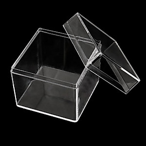 MUKLEI 45 Pack Plastic Square Cube, 2 × 2 × 2 Inches Clear Candy Cubes with Separate Lid, Mini Clear Container for Cosmetics, Bead, Makeup, Jewelry, Candy, Party Favor