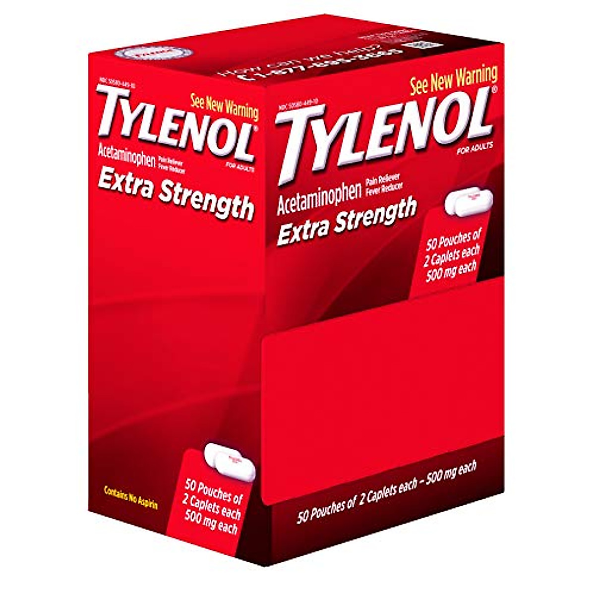 Tylenol Extra Strength Caplets with Acetaminophen, Pain Reliever & Fever Reducer, 2-Pack of 50 ct
