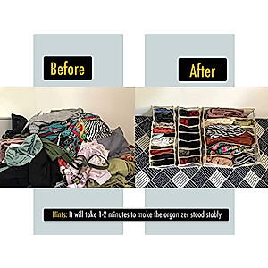 OohuuLife 3 Set Collapsible Cabinet Closet Organizer Storage Boxes Bra Organizer Socks and Underwear Drawer Divider, Cream