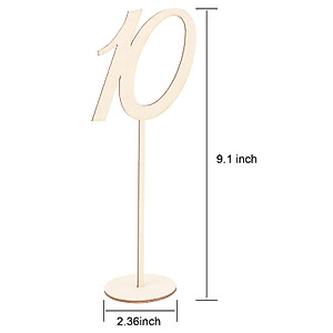 Becho 1-10 Wedding Table Numbers 9" Tall Wooden Table Numbers Tabletop Signs for Wedding, Party, Home Decoration, Rustic Receptions, Banquets, Cafés, Restaurants, Hotels. Grade Extra Thick Heavy Duty Wood