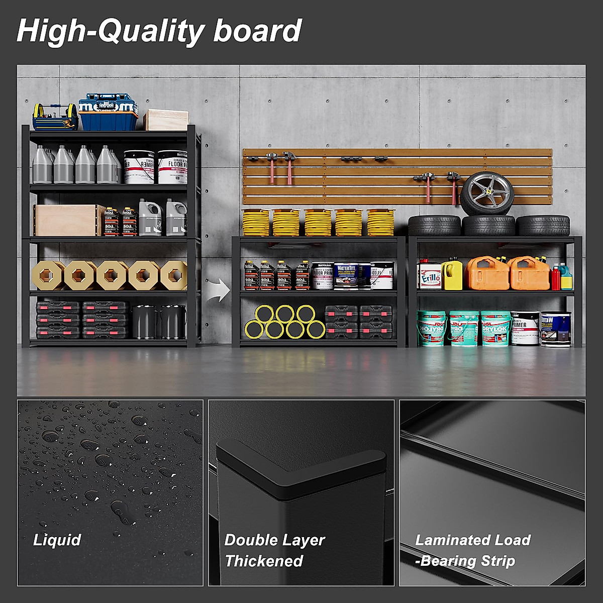 STEELIST 3000LBS Garage Shelves, 48W Metal Shelves for Storage, 5-Tier Shelving Unit with Adjustable Shelves, 24" D X 47.2" W X 84" H Industrial Shelving Utility Shelf for Warehouse, Basement