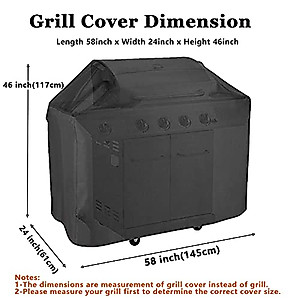 Grill Cover, BBQ Cover 58 inch,Waterproof BBQ Grill Cover,UV Resistant Gas Grill Cover,Durable and Convenient,Rip Resistant,Black Barbecue Grill Covers,Fits Grills of Weber,Brinkmann etc