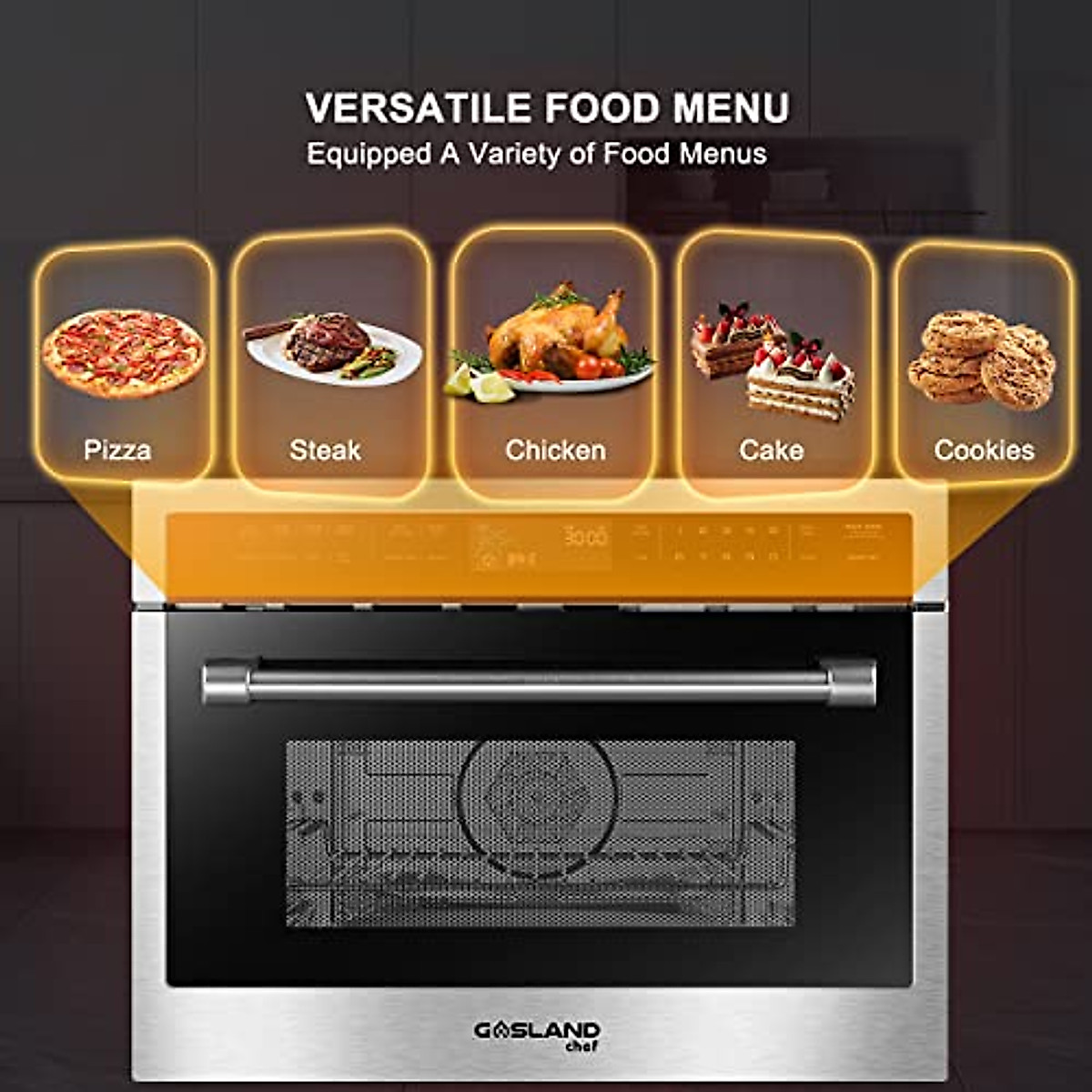 Built In Microwave, GASLAND Chef BMD1602S 24 Inch Built-in Convenction Microwave Oven with 1.6 Cu. Ft Capacity, 1000 Watt, Sensor Cook, Drop Down Door in Stainless Steel