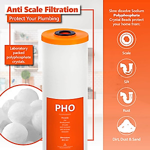 Express Water Whole House 3 Stage Heavy Metal and Anti Scale Water Filter Set - Polyphosphate, Carbon Block, KDF High Capacity Cartridge Filters - 5 Micron 4.5” x 20” inch