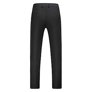 MOGU Mens Casual Dress Suit Slim Fit Stylish Blazer Coats Jackets US Size Blazer 38/Pants 34 Black