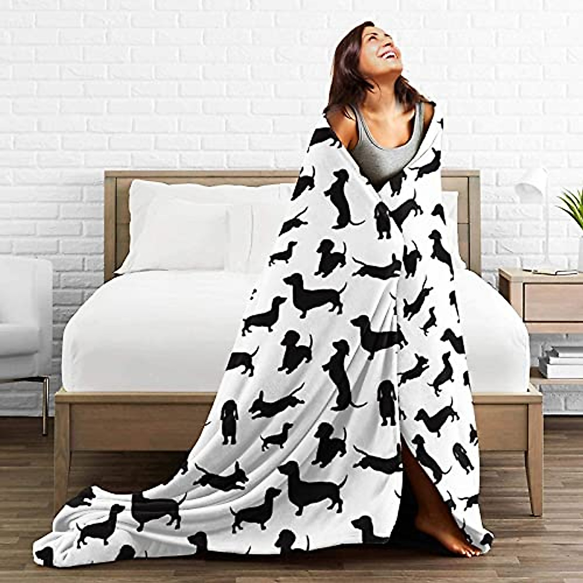 Dachshund Blanket Soft Cozy Throw Blankets Flannel Blankets for Couch Bed Living Room 50"X40"