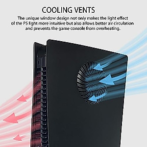 Faceplate for PS5 with Cooling Vents and Dust Filter DOBEWINGDELOU Face Plate Console Cover Replacement Side Plate Shell for PS5 Disc Edition Dustproof Accessories ABS Case Black