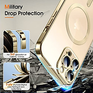 DOSNTO Magnetic Clear iPhone 12 Pro Max Case with MagSafe: Integrated Camera Glass, Slim Silicone Cover, Anti-Fingerprint Scratch, Wireless Charging