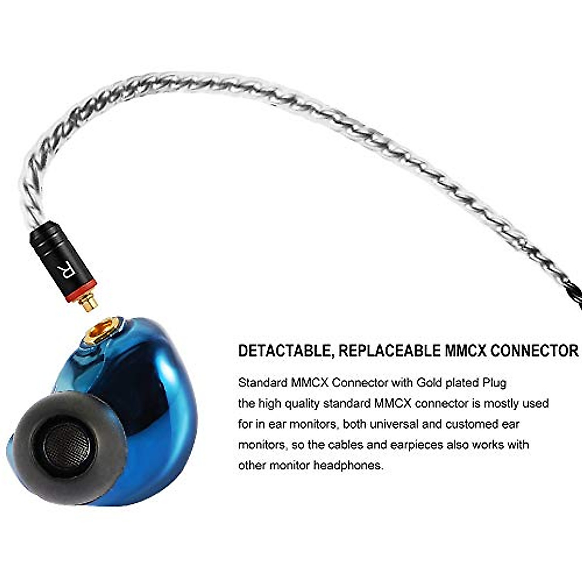 Famedy in-Ear Monitors, Wired Earbuds with Tesla Technology Headphone MMCX Detachable Cables,Noise-Isolating in Ear Earbuds for Musicians Drummer HiFi Stereo IEM Earphones (Blue, no Mic