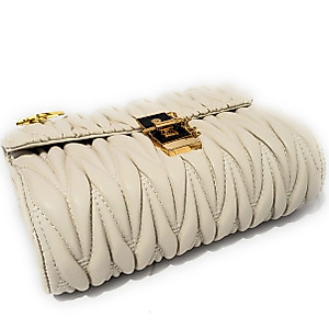 MariaKinz Crossbody/Shoulder Small Bag and Phone Holder Purse Convertible Chain Strap (Cornforth White)