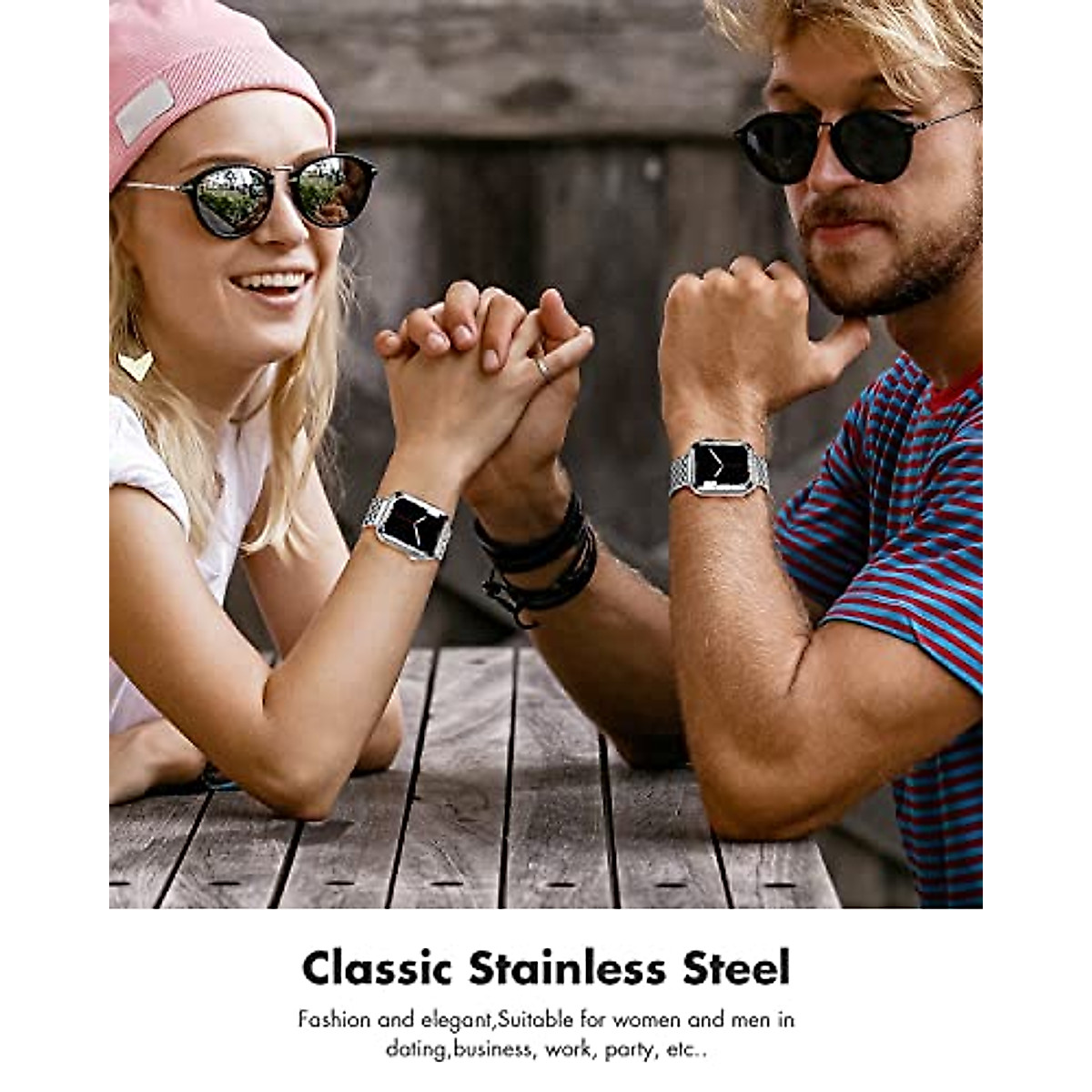 TISIMO for Apple Watch Band 41mm 40mm 38mm 45mm 44mm 42mm Series 9 8 7 6 5 4 3 2 1 SE SE2 Women and Men,Stainless Steel Metal Watchband for iWatch (Sliver)