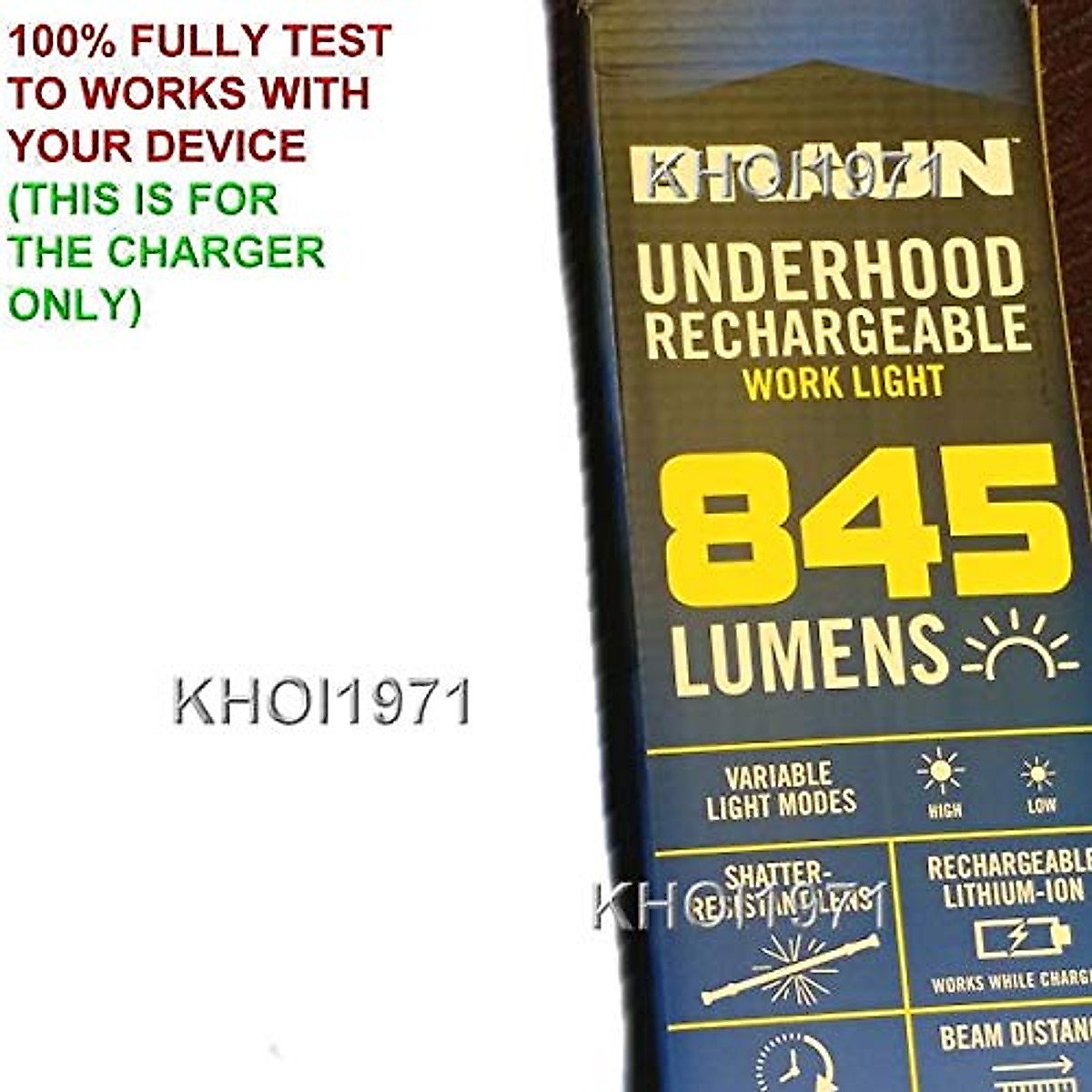 KHOI1971 Wall Charger AC Adapter Compatible with Braun 845 Lumen Underhood Rechargeable Work Light Harbor Freight Tools 63990