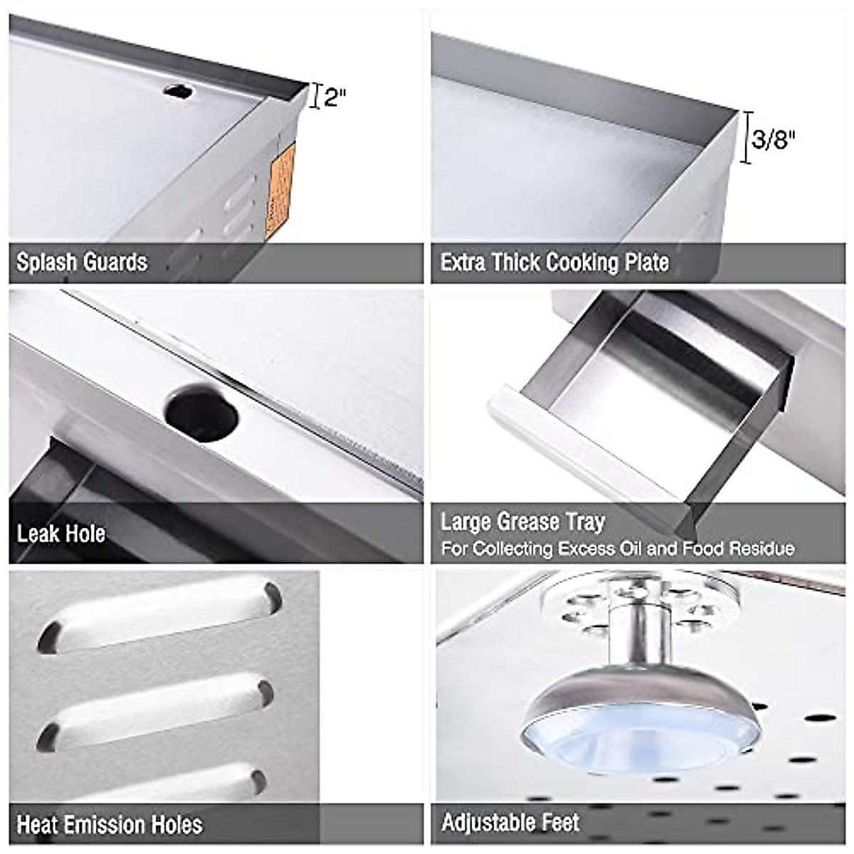 Yescom 2500W 24" Electric Countertop Griddle Flat Top Commercial Restaurant BBQ Grill