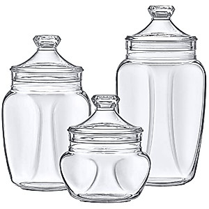 Amazing Abby - Embrace - Acrylic Bathroom Canisters (3-Piece Set), Plastic Apothecary Jars for Vanity, BPA-Free and Shatter-Proof, Great for Cotton Balls, Bath Sponges, Shower Balls, and More