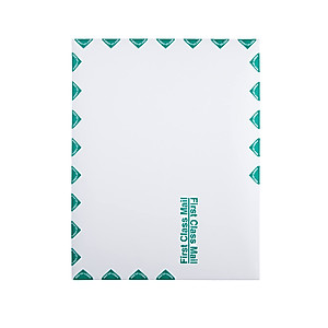 Quality Park 10 x 13 First Class Catalog Envelopes, First Class Border, Redi-Strip Self-Sealing Closure, 28 lb White Wove, 100 per Box (QUA44786)