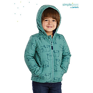 Simple Joys by Carter's Baby Boys' Puffer Jacket, Green Bear, 3T