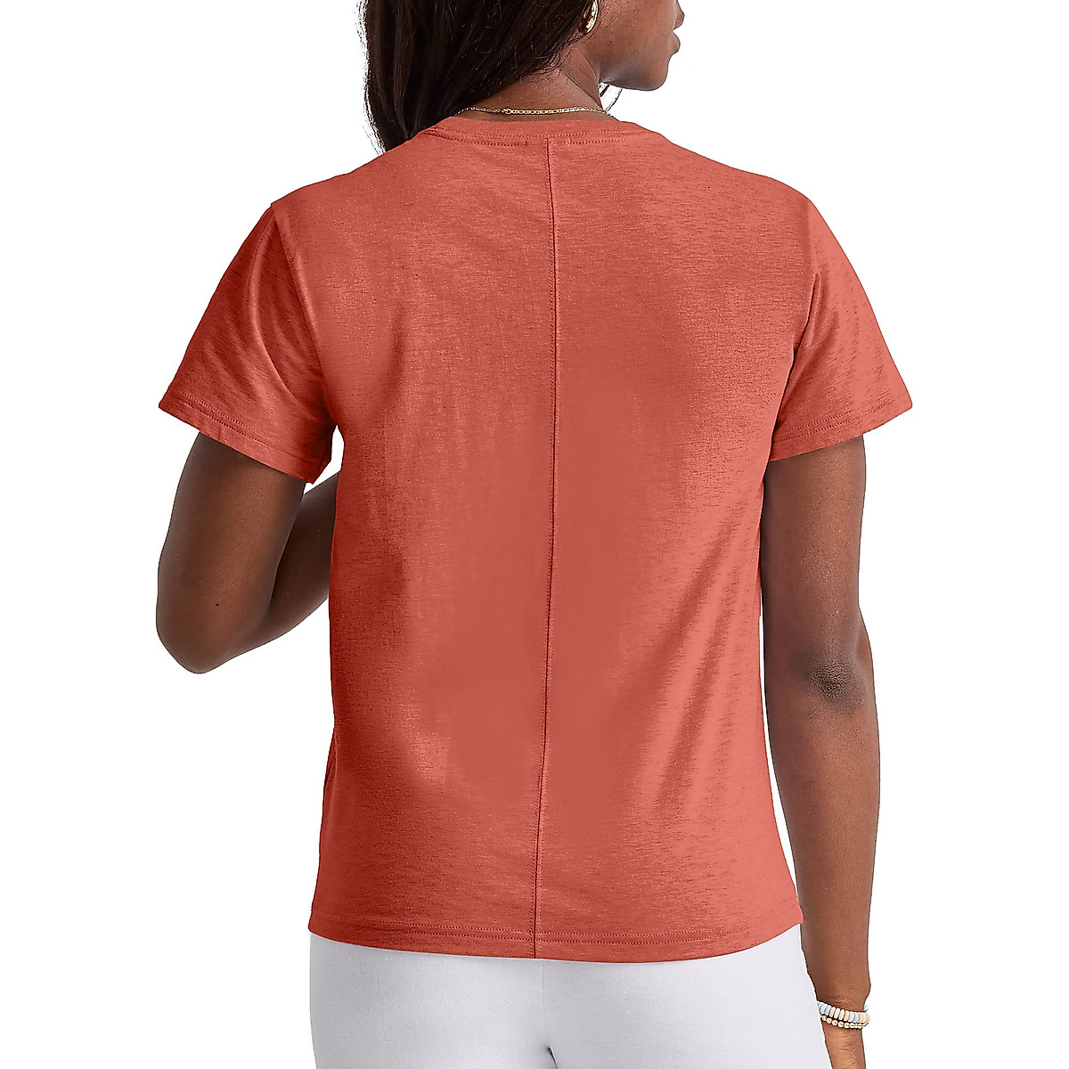 Hanes Comfortblend Originals Tri-Blend, Curved-Hem Tee, Classic Crewneck T-Shirt for Women, Plus, RED River Clay PE Heather, 2X Large