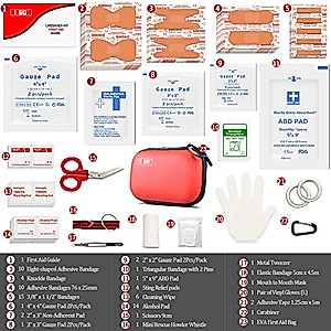 I GO 85 Pieces Hard Shell Mini Compact First Aid Kit, Small Personal Emergency Survival Kit for Travel Hiking Camping Backpacking Hunting Marine Car