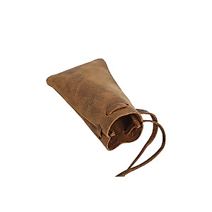 Leather Drawstring Pouch multipurpose Medieval coin waist bag (Vintage Brown, 21 cm x 15 cm)