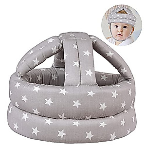 TORASO Baby Safety Helmet, Baby Infant Head Protector for Crawling, Head Cushion Bumper Bonnet, Soft Headguard for Toddler Learning to Walk, Gray Star (1)