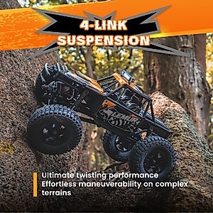 FMS RC Crawler 1/24 Lemur FCX24 4 Wheel Drive RC Rock Buggy, 2.4Ghz 380mAh Hobby Grade RC Car Model Off Road Vehicle RTR for Adults, Green/Orange/Red
