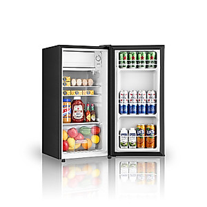 HAILANG 3.1 Cu.Ft Mini Fridge with Freezer, Single Door Mini Refrigerator, 5 Settings Temperature Adjustable, Compact Refrigerator for Apartment,Dorm, Office, Bedroom