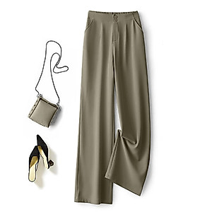 WOCACHI Women's Casual Straight Leg High Waisted Button Down Long Trousers Loose Fit Bootcut Office Work Pants Slacks 2022 Loose Capri Pants High Waist Wide 'S Casual Casual Loose Cotton