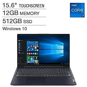 Lenovo IdeaPad 5 15.6 FHD IPS Touchscreen Laptop | 11th Gen Intel Core i7-1165G7 | 12GB RAM | 512GB SSD | Backlit Keyboard | Fingerprint Reader | Windows 10 (Renewed)