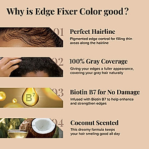 Red by Kiss Edge Fixer Color 24 HR Max Hold & 100% Gray Coverage 30mL (1.01 US fl.oz) Natural Black Perfect for Missing Edges