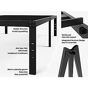 FSCHOS 18-Inch-California-King-Bed-Frames, Metal Platform Cal-King-Bed-Frame No Box Spring Needed, Easy Assembly, Heavy Duty Mattress Foundation, No Noise, Black