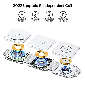 Wireless Charger 3 in 1,Magnetic Wireless Charging Station,Fast Mag-Safe Wireless Charging Pad for iPhone 14/13/12/Pro/Max/Min/Plus,AirPods 2/3/Pro, for Apple Watch(with Adapter)