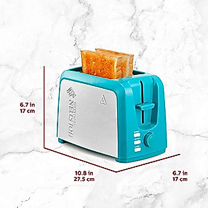 Holstein Housewares - 2-Slice Toaster with 7 Browning Control Settings, Teal/Stainless Steel - Great to Toast Bread, Bagels and Waffles