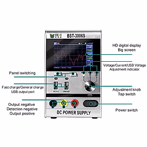 BST-3006S 30V 6A DC Power Supply Adjustable Digit Display Mini Laboratory Power Supply Voltage Regulator for Phone Repair