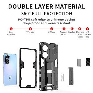Asuwish Phone Case for Honor 50 5G/Huawei Nova 9 with Tempered Glass Screen Protector Cover and Slim Stand Hybrid Rugged Magnetic Back Film Cell Mobile Accessories Hawaii Nova9 Honor50 Women Men Black