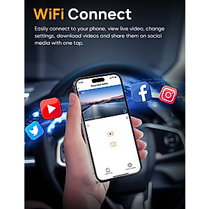 Dash Cam Front and Rear 4K+1080P WiFi Dash Camera for Cars with App, 24 Hours Parking Mode, G-Sensor, Loop Recording, Support 256GB Max