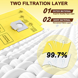 Vacuum Cleaner Bags Replacement for Kenmore Canister Type C/Q 5055, 50557, 50558 and Pana·sonic Type C-5 Vacuums, 10 Pack High-Efficiency Replacement Canister Vacuum Bags