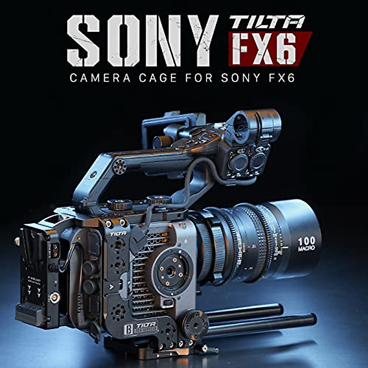 Tilta Camera Cage Compatible with Sony FX6 | Includes: Quick Release Baseplate | Side Arm | Multi-Functional Top Plate