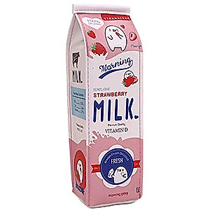 8 Colors,Large Capacity Cute Milk Carton Pencil Cases Box Cosmetic Bag with Zipper by Warmword (Pink)