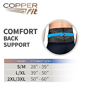 Copper Fit Unisex Adult Pro Back Belt Compression Brace Cummerbund, Black, 2XL 3XL US