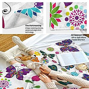 Carwayii Butterfly Blanket Soft Fleece Throw Blanket Durable Cozy Butterfly Sofa Blanket Warmth Noon Break Blanket Reversible Air Conditioning Blanket Warm Lap Blanket Gift for Women Men 50''X60''