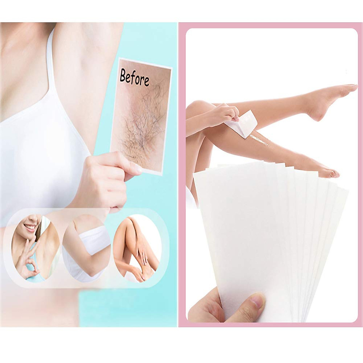 BlingKingdom 100pcs Paper Wax Waxing Strips for Arms Legs Lip Eyebrow Oxter of Women and Men